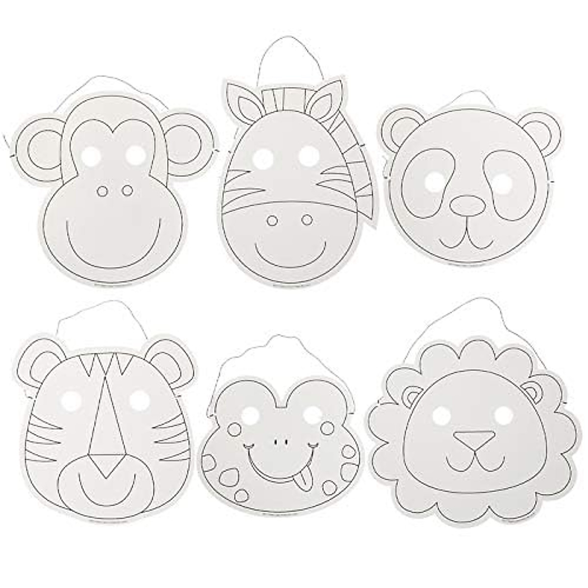 Playside Creations 10 Animal Masks Bulk - Pig, Horse, Cow, Sheep, Goat - Party Favors - 10 Count