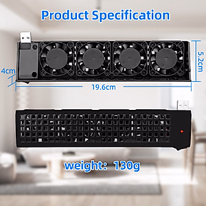 OSTENT USB Cooling Cooler Fan 4-Fan Automatic Temperature Adjustable for Sony PS3 Console