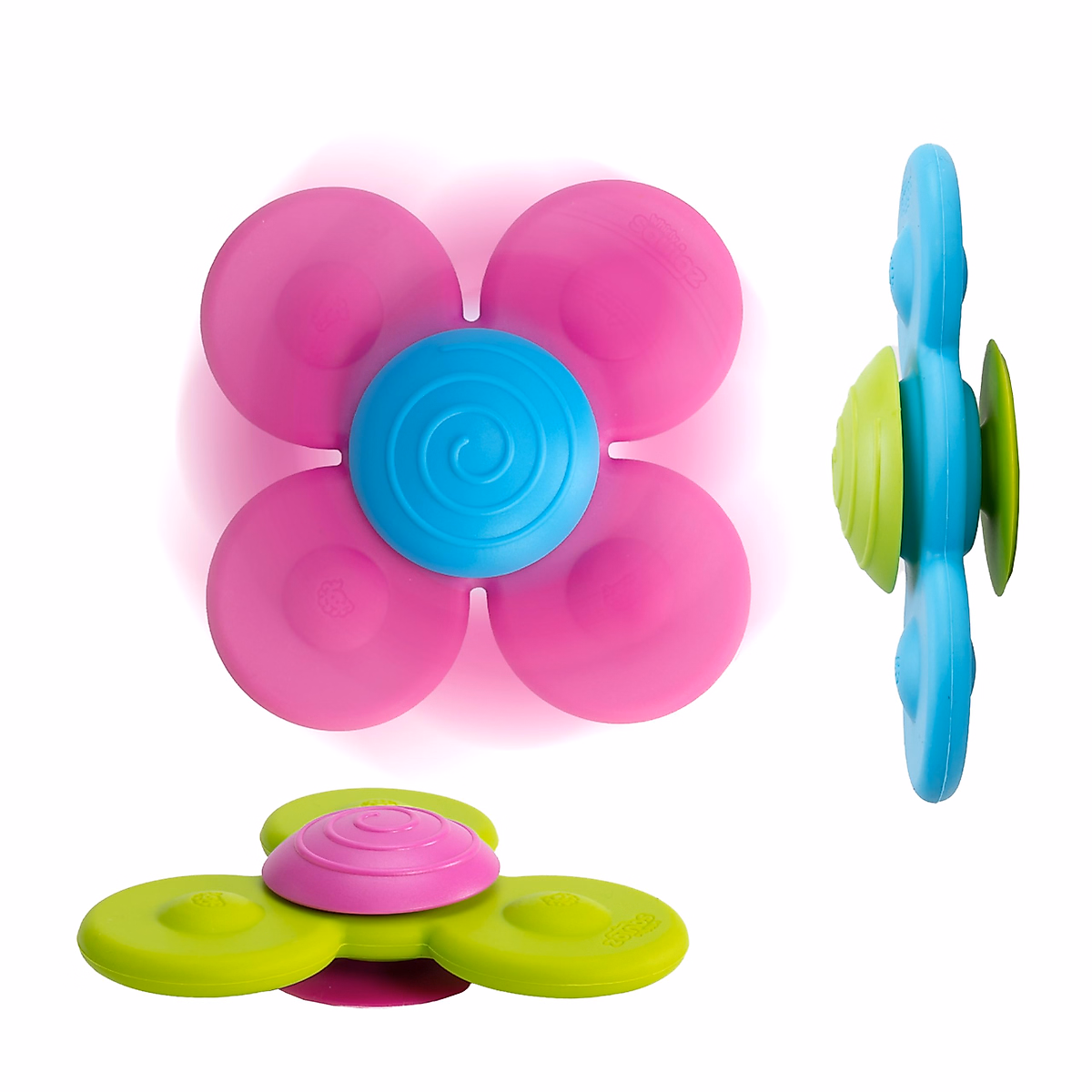 Fat Brain Toys Whirly Squigz - 3 Silicone Spinners for Toddlers & Kids, 10 mos+
