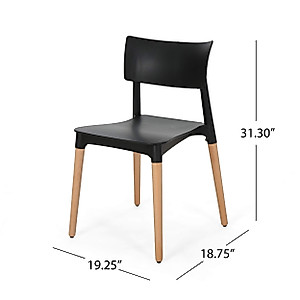 Christopher Knight Home Isabel Modern Dining Chair with Beech Wood Legs (Set of 2), Black and Natural
