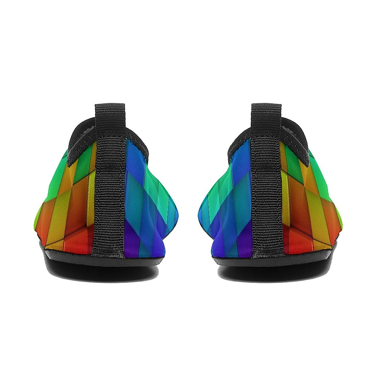 Mens Womens Quick Dry Barefoot Beach Pool Swim Diving Surf Aqua Sports Walking Yoga Water Shoes (Rainbow Colorful Blocks)
