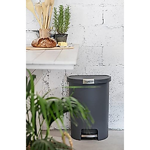 Curver Infinity 43.9 Liter / 13 Gallon Plastic Kitchen Trash Can with Foot Pedal and Locking Lid - Perfect for Household Use Indoor for Garbage Disposal or Recycling
