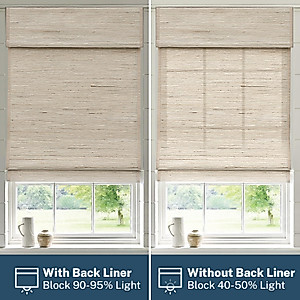 Pasoun Cordless Custom Roman Shades for Windows, Treatments, Natural Fabric Blind, Roman Window Shades, Almond(with Edge Liner,Block 90-95% Light), Custom Size
