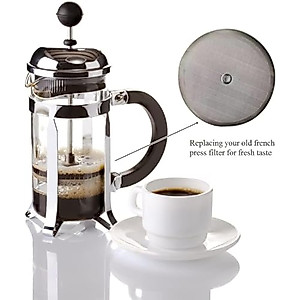 Universal French Press screen 4 inch for 34oz/8 cups/1000ml coffee press, 4 Pack french press filter replacement screen with metal center ring