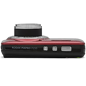 Kodak FZ55RD PIXPRO Digital Camera Red Bundle with Lexar 64GB High-Performance 800x UHS-I SDHC Memory Card Blue Series