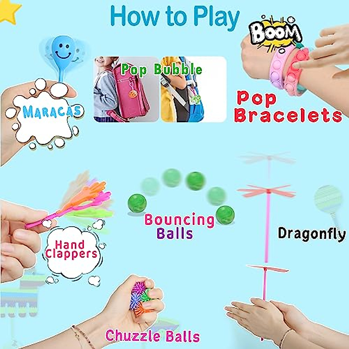 ZJLL 120 Pcs Party Favors for Kids, Fidget Toys Pack, Goodie Bags Treasure Box For Classroom Rewards, Carnival Prizes, Pinata Filler Stuffers Toys, Birthday Gift Toys for Kids 4-8, 8-12