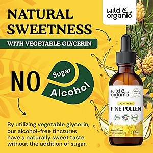 Pine Pollen Tincture - Immune Support Supplement w/Organic Pine Pollen - Alcohol-Free Drops w/Wildcrafted Scots Pine Pollen and Pinus Sylvestris - Antioxidants Supplement w/Pine Pollen Extract -2oz