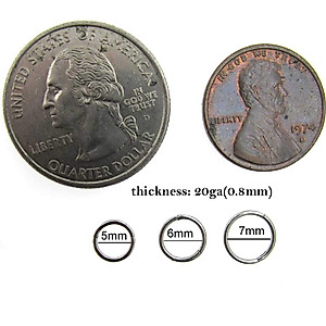 NewkeepsR 3PCS-0.8mm(20g) Nose Hoop Seamless Small Tiny Rings, 316L Steel Hinged Clicker Segment Cartilage Tragus Earrings-5/6/7mm