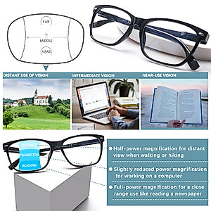 CLASAGA Progressive Multifocus Reading Glasses for Women, Blue Light Blocking Ladies Computer Readers with Spring Hinge (3 Mix Color, 1.75, multiplier_x)