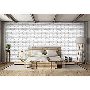 Retro-Art 3D Wall Panels, Pack of 10, Old Brick in White, PVC, 17.5" x 23.75", Cover 28.86 sq.ft. 571OG