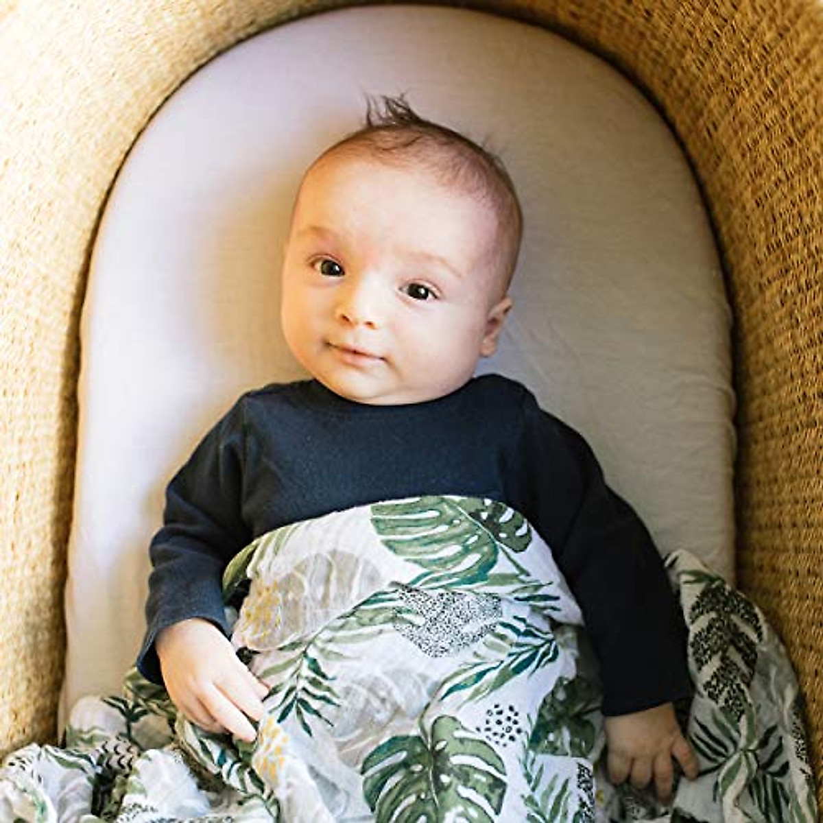 Bebe au Lait Jungle Rainforest Muslin Swaddle Blanket, Green, One Size (SWBMJG)