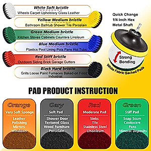 Shieldpro 45 Piece Drill Brush Attachment Set, All Purpose Power Clean Scrubber Brush, Scrub Pads & Sponge with Extend Long Attachment for Bathroom, Kitchen,Grout,Tub,Tile,Corners, Auto