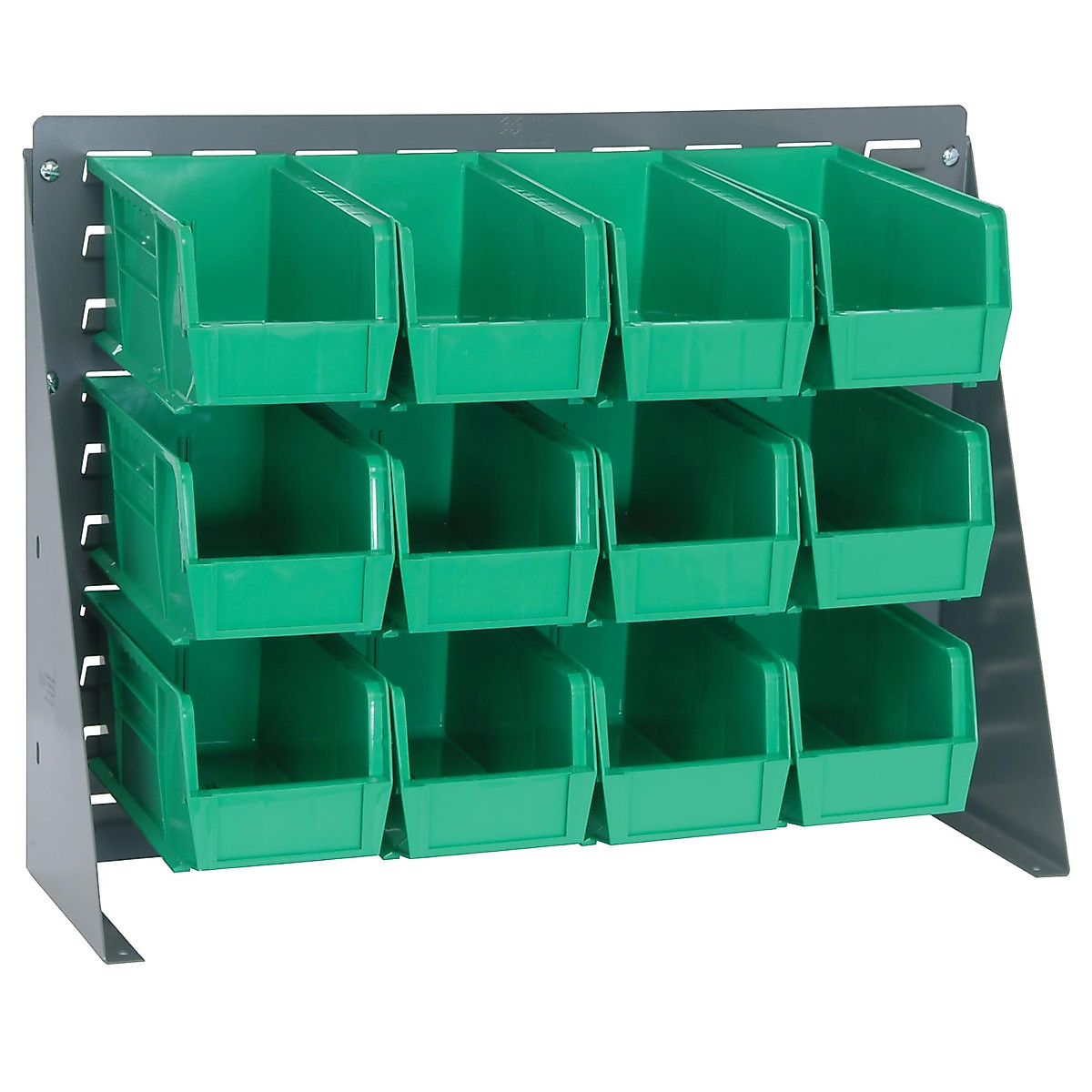 Quantum Storage Systems QBR-2721-230-12GN Ultra Bin Complete Bench Rack Package with 12 Ultra Bins, 27" x 8" x 21", Green