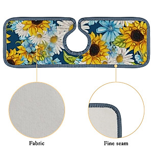 Kitchen Faucet Absorbent Mat 2 Pieces Yellow White Sunflower Daisy Faucet Sink Splash Guard Bathroom Counter and RV,Faucet Counter Sink Water Stains Preventer