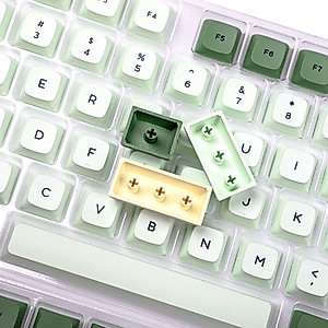 Matcha Dye Sub ZDA PBT Keycap Similar to XDA Japanese Korean Russian for MX Keyboard 104 87 61 Melody 96 KBD75 ID80 GK64 68（Only Keycap） (Matcha English Base Kit)