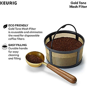 Keurig Reusable Ground Coffee Filter Compatible Essentials and K-Duo Brewers only, Eco-Friendly Way to Brew a Carafe, Gold Tone Mesh