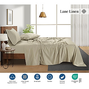LANE LINEN 100% Egyptian Cotton Full Size Bed Sheets Set - 1500 Thread Count, 4 Pieces Set - Premium Sateen Weave Cotton Full Bed Sheets Set - 15" Deep Pocket Full Size Sheets Set - Linen