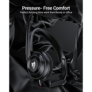 NUBWO HW02 USB Headset with Microphone Noise Cancelling &in-line Control, Super Light, Ultra Comfort Computer Headset for Laptop pc, On-Ear Wired Office Call Center Headset for Boom Skype Webinars