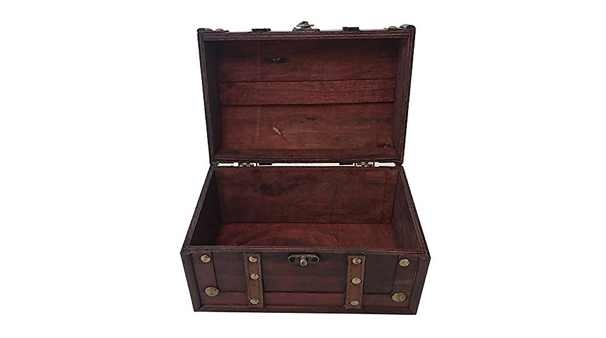 Wood & Leather Treasure Chest Box for Home Decor | Handmade Storage