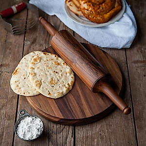 Wooden Chakla,Serving Board, Round Chapati Chakla, Perfect for Making Chappati at Home, Wooden Roti/Chapati Maker, Wood Rolling Board and Rolling Pin Set (Chakla Belan)