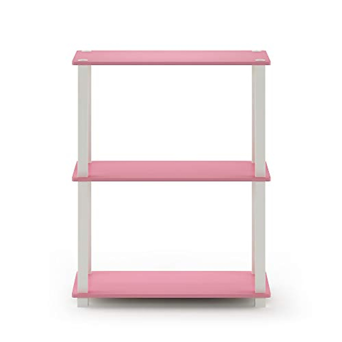 Furinno Turn-S-Tube 3-Tier Compact Multipurpose Shelf Display Rack with Square Tube, Pink/White