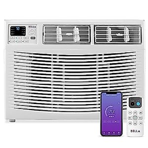 DELLA 8000 BTU Smart Window Air Conditioner with WiFi, GEO Auto Temp On/Off For Where You Are, Energy Star Certified, Remote/App Control, Quiet Operation, With Easy Install Kit, Cools 300-350 Sq.ft