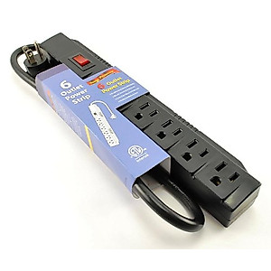 CablesOnline, 6 Outlet Surge Strip, Horizontal, 90 Joules, 24in (2 ft.) Cable, (SP-002)