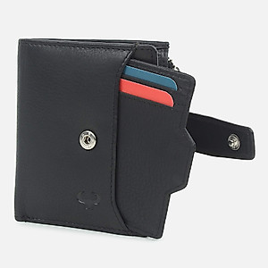 ALPHAHIDE Genuine Leather Compact Bifold Wallet for Women - RFID Blocking Ladies Wallet - Removable ID/Credit Card Case - Credit Card holder with Zipper Coin Pocket - Gift Boxed