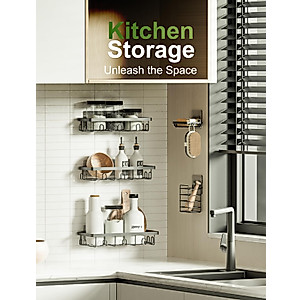 GVY Shower Caddy 5 Pack, Adhesive Shower Organizer Bathroom Shelves,Rustproof Bathroom Organizers and Storage for Home Decor, No Drilling Shower Shelves for Apartment Essentials