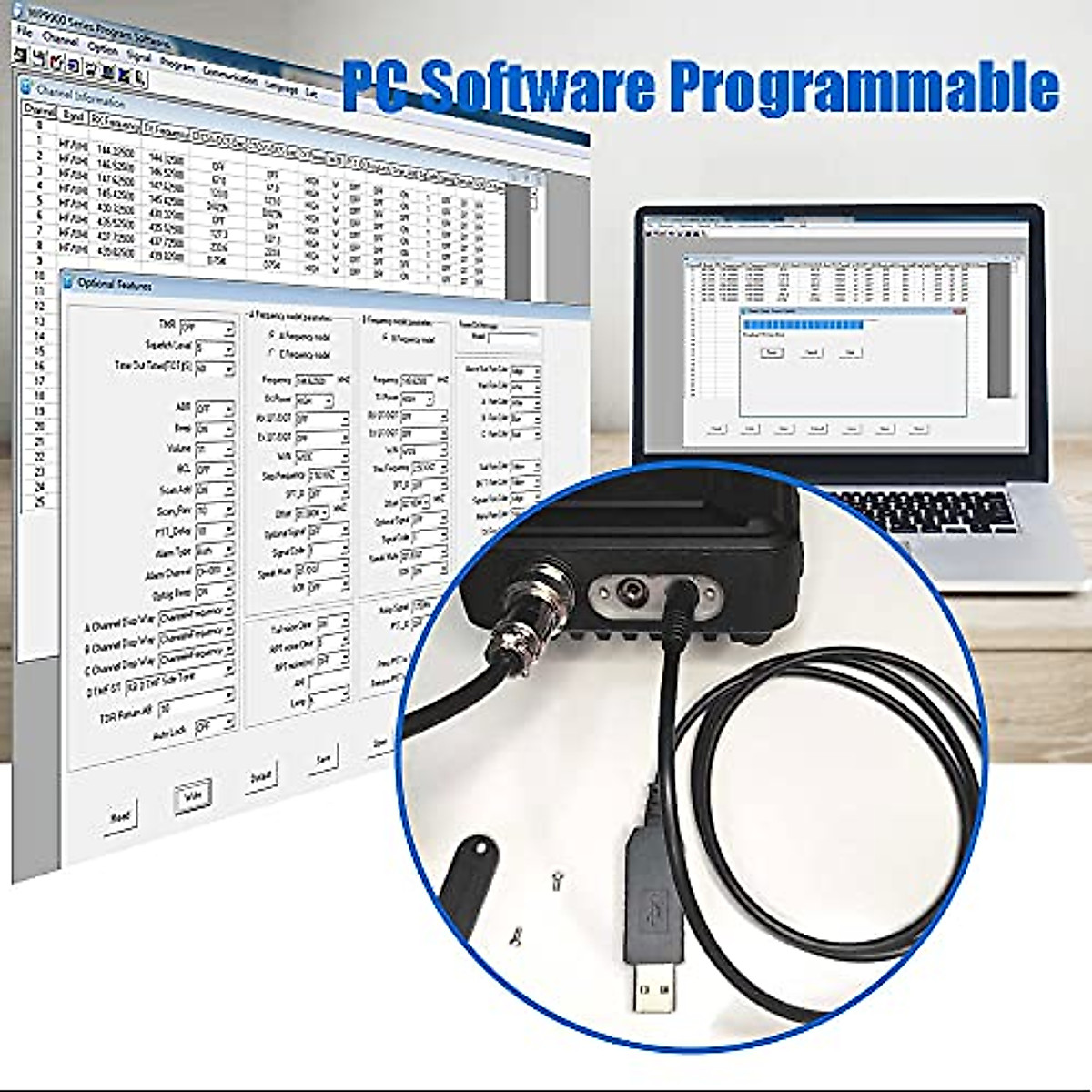 Anysecu WP-9900 Mini Mobile Radio 25W 200 Channels UHF VHF Dual Band Car Radio with Programming Cable