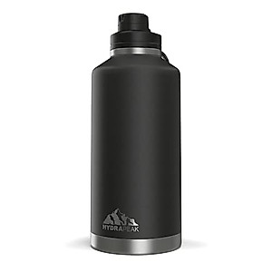 Hydrapeak 72 oz Large Insulated Water Bottle, Leak Proof Water Bottle for Hot & Cold Liquid, 72oz Water Bottles, Water Jug, Stainless Steel (Black)