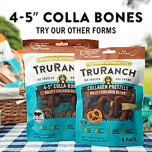 TRURANCH 4-5" Collagen Bones, Bully, Healthy Joint Support Dog Treat, Rawhide Alternative, Skin & Coat Health, 1 Bag, 4 Count