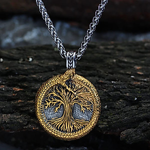 GuoShuang nordic viking tree of life Scandinavian Yggdrasil necklace for men gift with valknut bag norse jewelry for men women