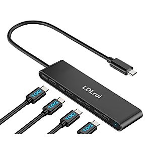 4-Port USB C Hub,USB C to USB C Hub,10Gbps USB C Splitter for Laptop [Data Transfer Only],USB C 3.2 Multiport Adapter for iPhone 15 Pro/Pro Max,MacBook Air/Pro,Mac Mini,iMac,Dell XPS
