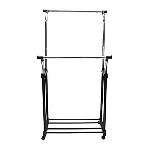 Organize It All Adjustable Double Rail Rolling Clothing and Garment Rack