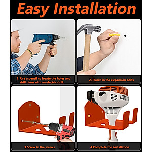 BIHOMIFI Weedeater Hanger Wall Mounted Grass Trimmer Rack Trimmer Rack Heavy Duty Ladder Hooks for Garage, Garage Organization for Power Tool and Hedge Trimmer Chainsaw 1 Pack