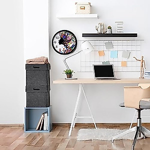 Modern Wall Clocks Battery Operated, 10 Inch Silent Non-Ticking, Pink Colorful Kissing Girl Flowers Birds Butterflies Clock for Bathroom, Office, Bedroom, Home, Kitchen, Living Room