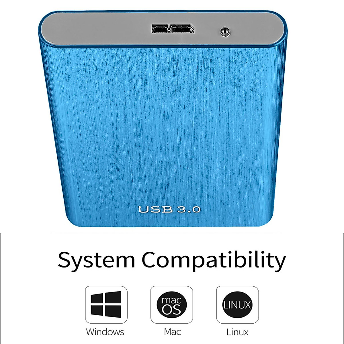 External Portable USB3.1 2TB External Portable Hard Disk for PC, Mac, Desktop,Chromebook(2TB Blue)