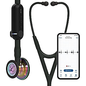 3M™ Littmann® CORE Digital Stethoscope, 8570, High Polish Rainbow Chestpiece, Black Tube, Black Stem and Headset, 27 inch