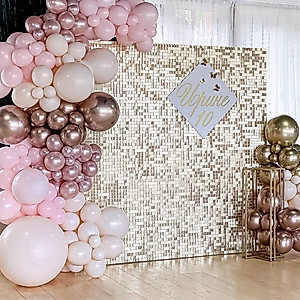 Light Gold Sequins Backdrop Shimmer Wall Backdrop 24 Panels Photo Backdrops for Birthday Anniversary Wedding Engagement Decoration