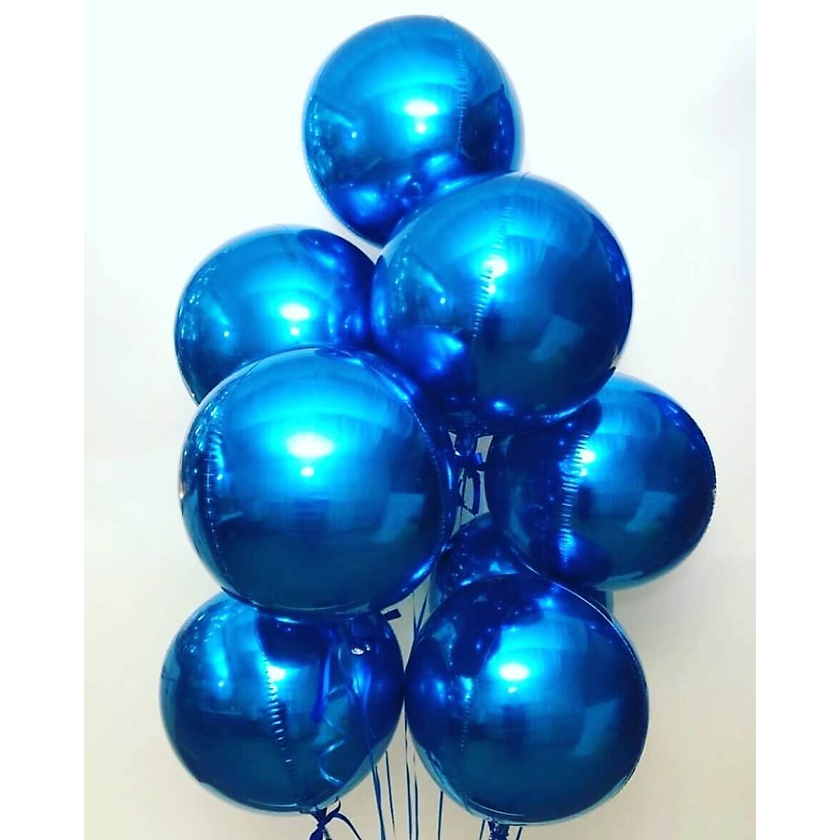 6 Pack Blue Balloons 22 Inch 4D Big Round Foil Balloons Blue Metallic Balloons for Wedding Birthday Bridal Shower Baby Shower Decorations Party Supplies