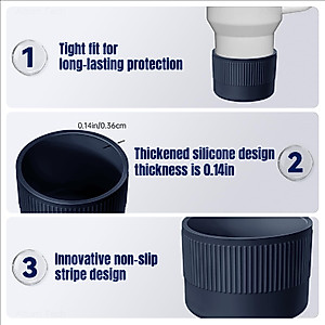 NiHome BPA-Free Silicone Tumbler Boot 2PCS, Heavy Duty Anti-Slip Cup Sleeve for Stanley Quencher H2.0 Tumblers 40 oz/30 oz, Stanley IceFlow 30 oz/20 oz, Hydroflask 12-24 oz, Deep Gray