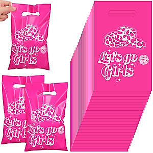 Clysee 50 Pcs Let's Go Girls Party Favor Bags Goodie Bags Bachelorette Gift Bags with Handles Plastic Candy Bags Western Cowgirl Small Gift Bags Bulk for Bachelorette Bridal Shower Birthday Party