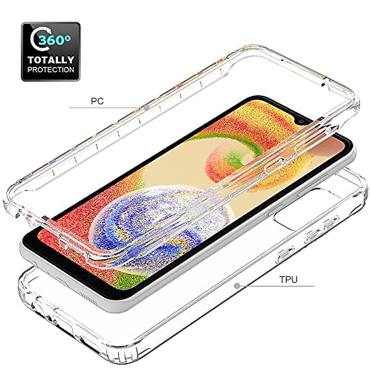 Dzxouui for Samsung Galaxy A04 Case, Samsung Galaxy A02 Case, Cute Crystal TPU Bumper Shockproof Protective Phone Case Cover with [2 Pack] Screen Protector, Clear