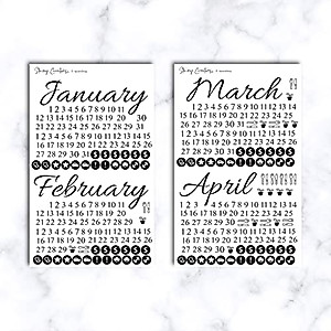 Essentials Calendar Planner and Journaling Stickers, Black and White Starter Kit for Journals and Planners, 12 Sheets, 1361 Stickers Per Pack