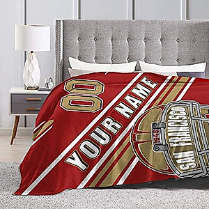 Yieking Custom Gifts for Men Football City Blanket for Bed Add Name and Number Throw Blankets, 40" x 50", 50" x 60", 60" x 80"