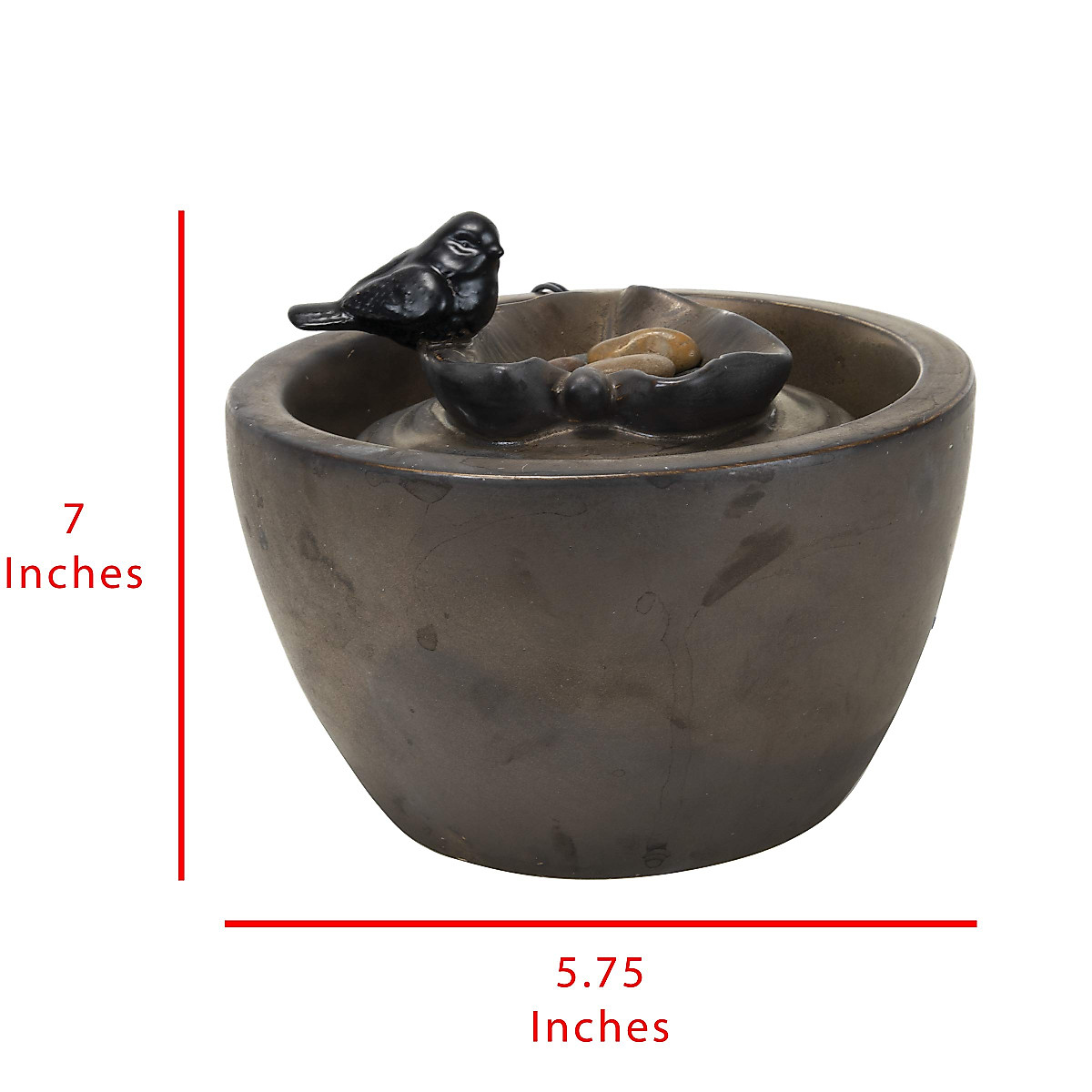 Foreside Home & Garden Bronze Bird on Leaf Indoor Water Fountain with Pump