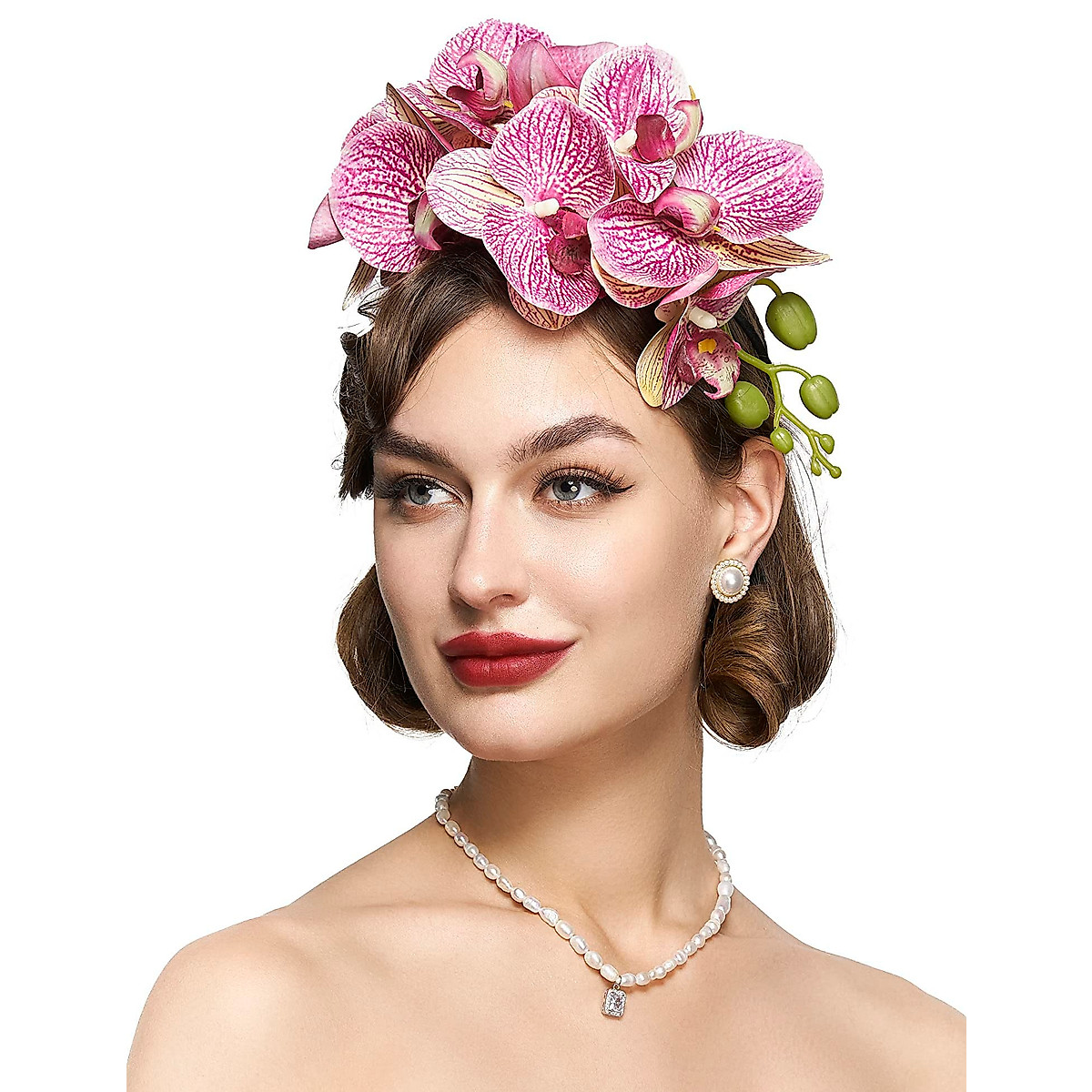 Coucoland Flower Hat Fascinators for Women - Pink Fancy Tea Party Church Derby Cocktail Hats Floral Fascinator Headband