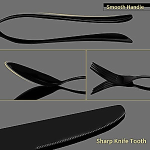 Black Silverware Set, Aisoso 20 Piece Stainless Steel Flatware Cutlery Set Service for 4, Include Knife Fork Spoon, Stylish Mirror Finish, Dishwasher Safe Perfect for Home Kitchen Restaurant