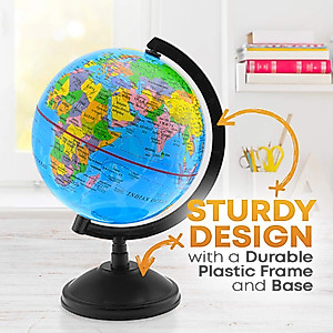 Little Chubby One 7-inch Globe - Educational and Decorative Piece - Assorted Markers for Coloring Spinning Globe Ideal for Learning Geography and Perfect Decor for Kids Room